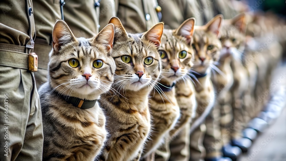 Stalwart Sentinels of the Whiskers: A Line of Feline Soldiers in ...