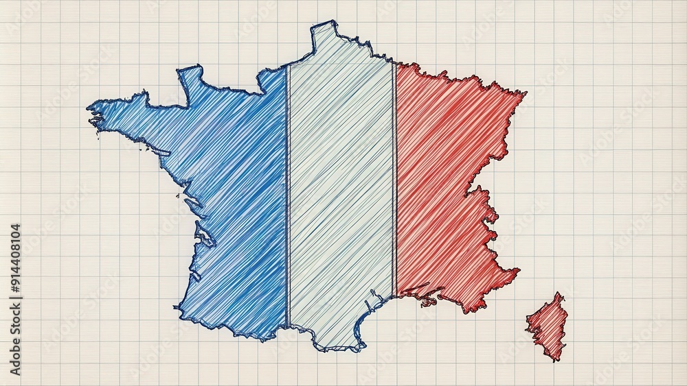 Doodle freehand drawing of France map, France, map, doodle, drawing ...