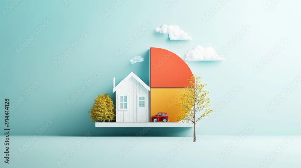 A simplified pie chart showing the percentage breakdown of a household ...
