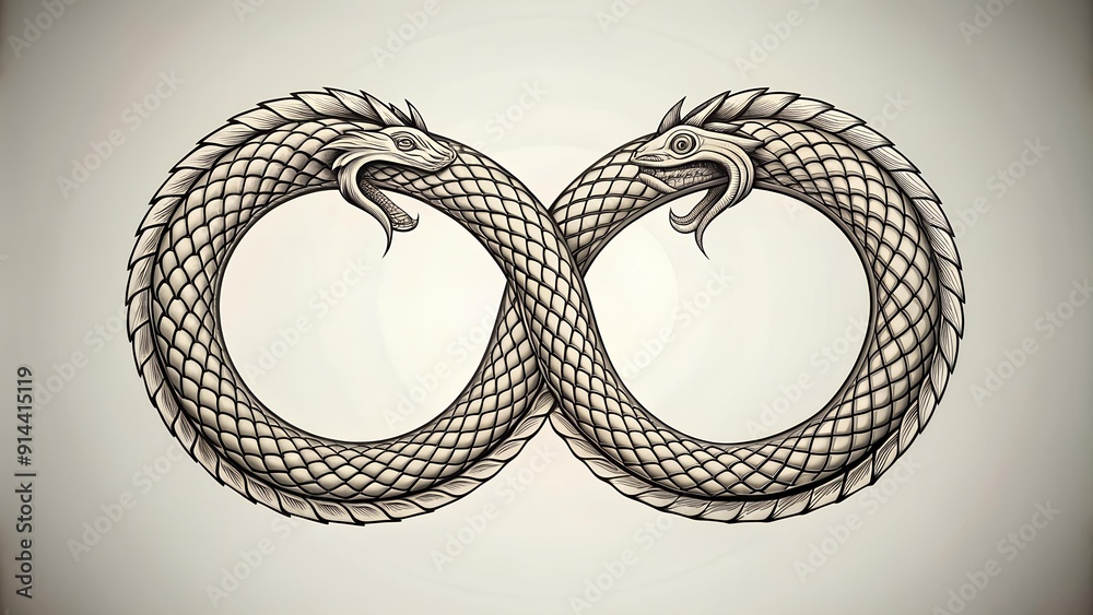 Eternal Cycle of Life and Death: A Minimalist Ouroboros Tattoo Design ...