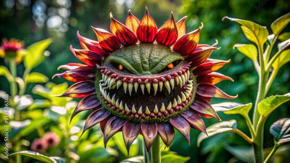 Ominous flower with sinister grin and razor-sharp teeth lurks in the ...
