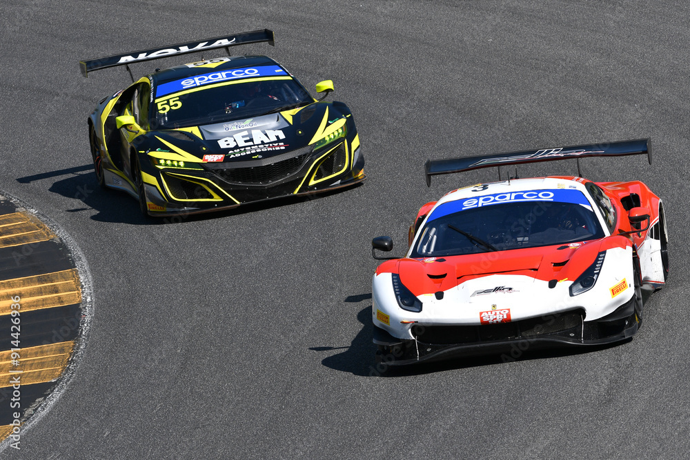 Scarperia, Italy - July 13th 2024: Ferrari 488 GT3 of team PELLIN ...