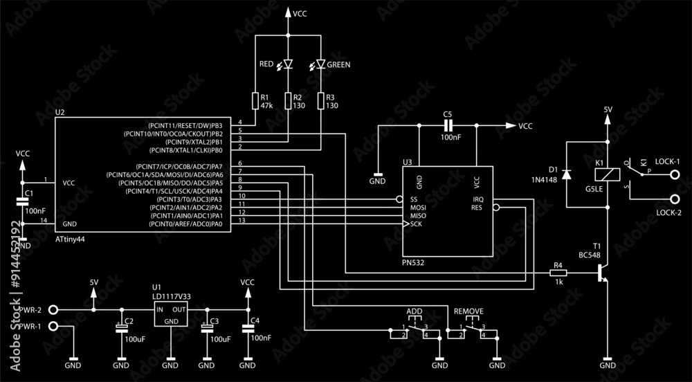 Schematic diagram of electronic device. Vector drawing electrical ...