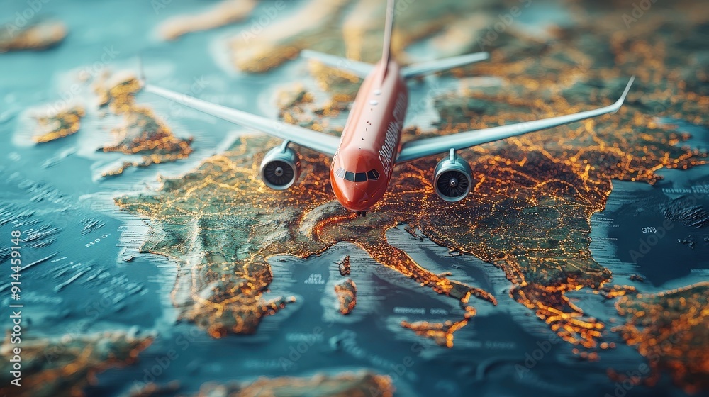 Main air routes in Europe shown in a high-resolution image, featuring ...