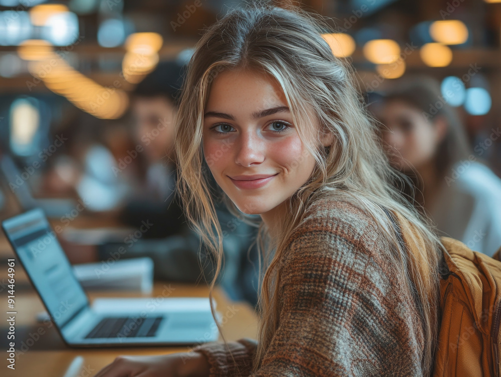 Young students working with laptop computers inside classroom at school ...