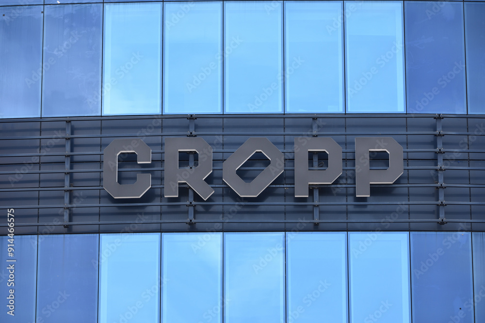 Cropp clothing store at Blue City shopping mall. Emblem, logo, signage ...