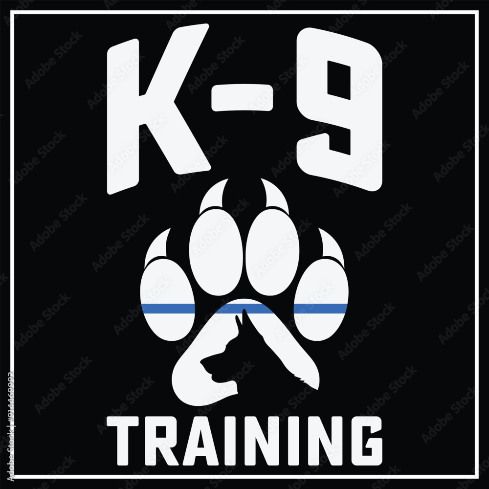 Funny K-9 Training T-shirt Design,Thin Blue Line Police K9 Dog Paw T ...