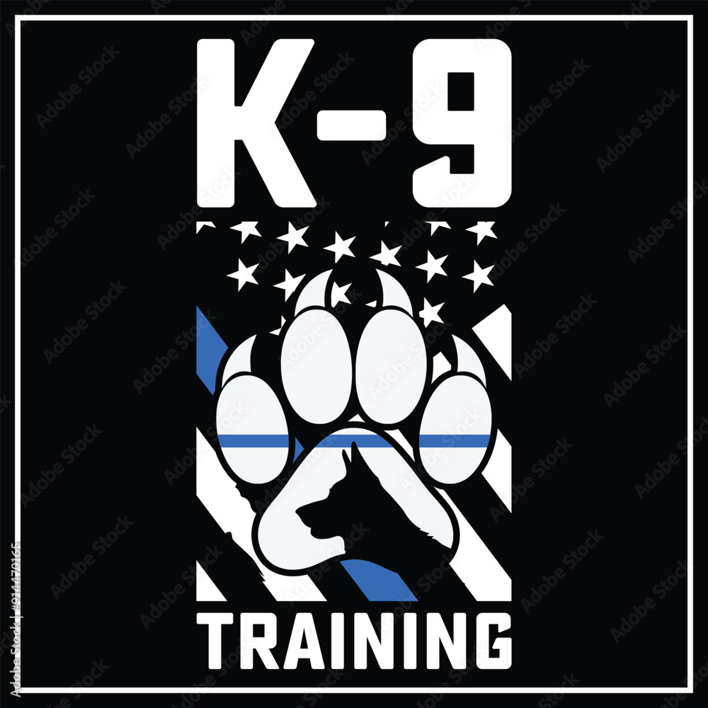 Funny K-9 Training T-shirt Design,Thin Blue Line Police K9 Dog Paw T ...