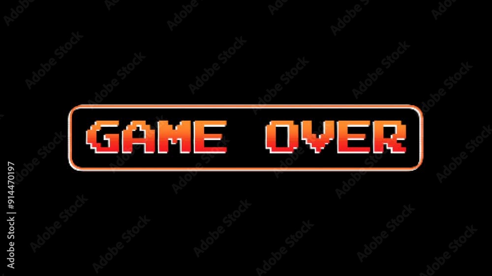 Retro GAME OVER text or title with subtle glitch effect and black ...