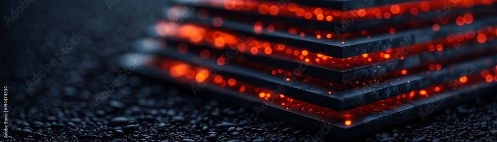 Stacked materials featuring different representations, demonstrating a ...