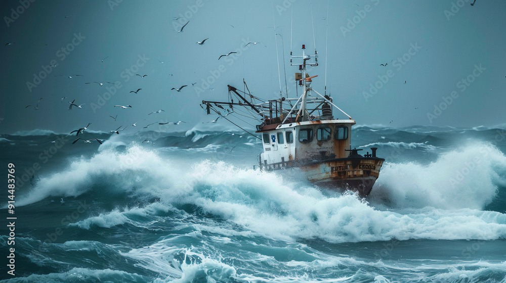 Fishinfishing boat, navigating high seas, ocean adventure, maritime ...