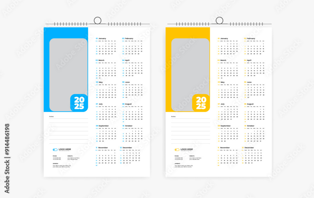 one page calendar design template for 2025 year Stock Vector | Adobe Stock