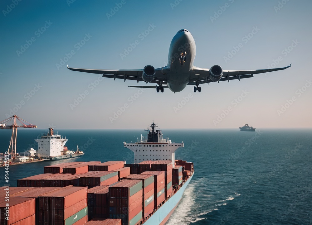 Large ships transport cargo and carry large amounts of containers. Sea ...