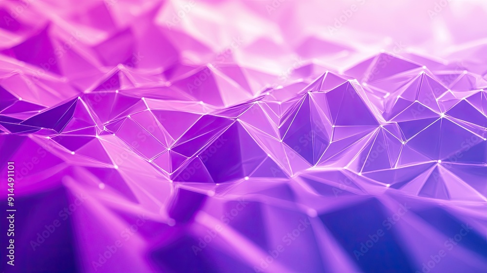 Abstract background in bright violet with geometric triangular cells and polygonal patterns ...