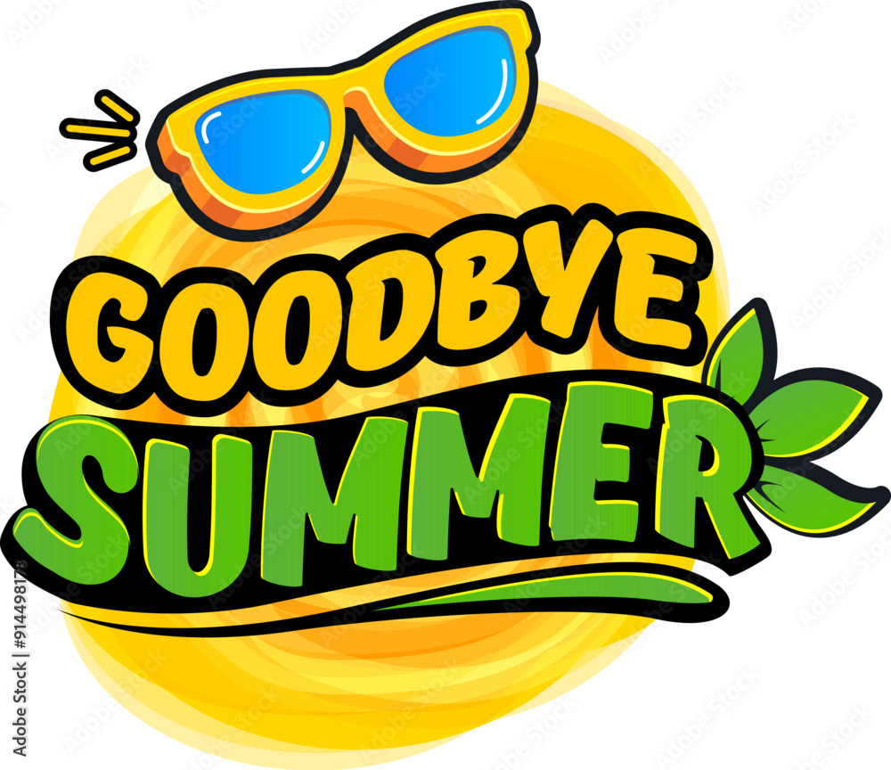 vector goodbye summer concept illustration with vintage orange summer ...