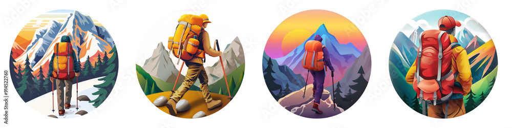Trekking clipart collection, symbol, logos, icons isolated on ...