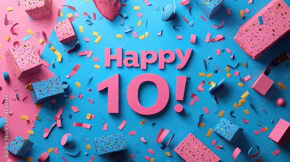 Decade celebration: text happy 10 years, a significant milestone with ...