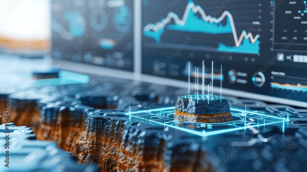 Minimalist illustration of subsurface imaging tech analyzing geology ...