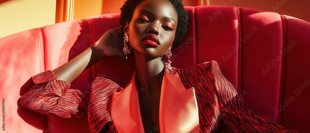 Luxurious fashion editorial featuring a sophisticated model with high ...