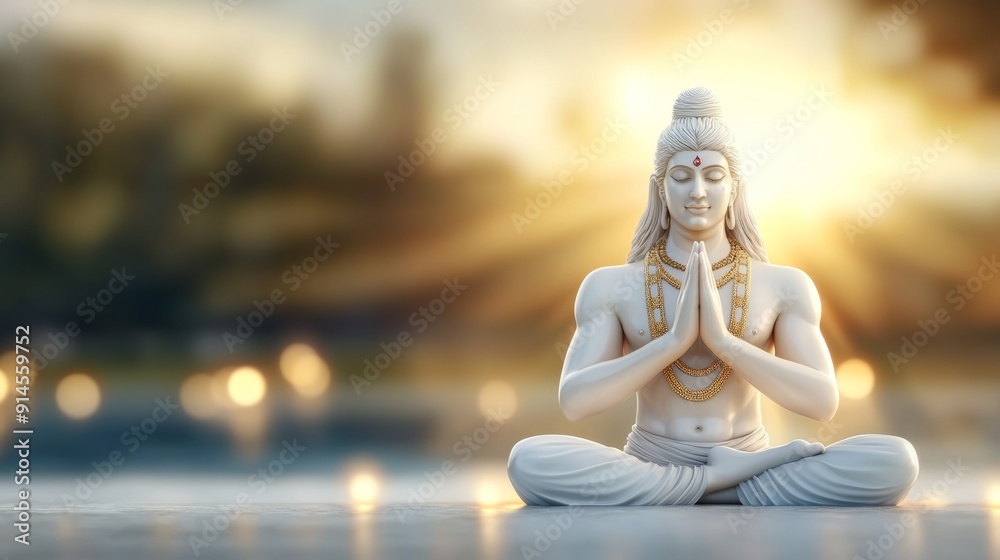 a statue of lord shiva sitting in the lotus position Stock Photo ...