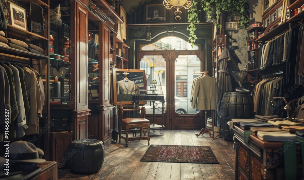 Old-fashioned clothing store with vintage fashion from the 1920s ...