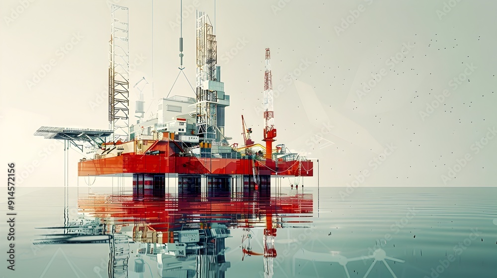 of a Jack Up Rig with Legs Raised for Transportation Stock Illustration ...