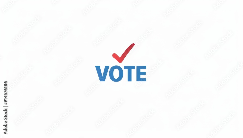 logo with the word "VOTE" and checkmark in blue color on white ...