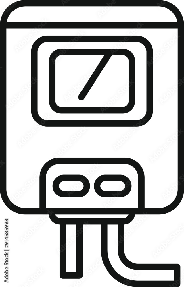 Line drawing of an electric meter measuring energy consumption and ...