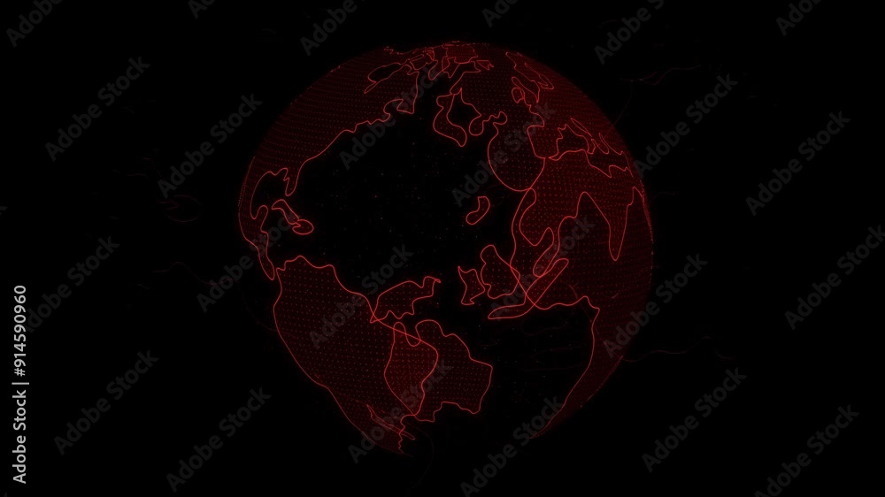 dynamic world map animation with smooth transitions and glowing effects ...