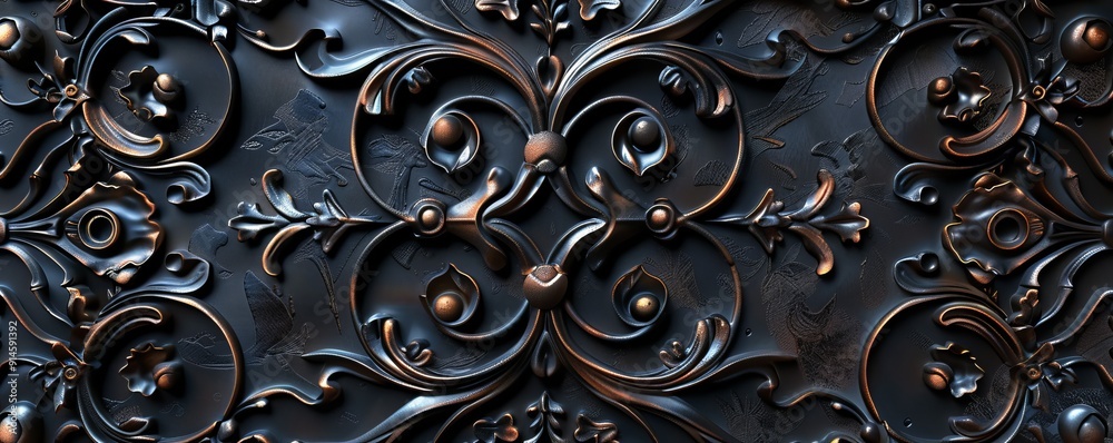 Ornate Wrought Iron Texture Background, 4K hyperrealistic photo Stock ...