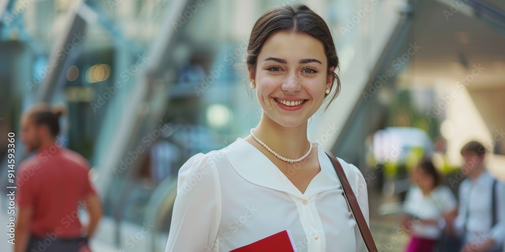 Office intern, worker, and young woman with face in corporate workplace ...