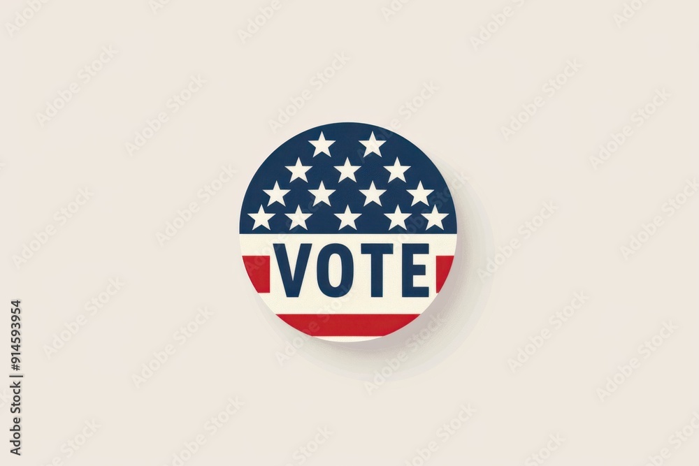 "VOTE" badge, featuring red, white and blue colors on a white ...