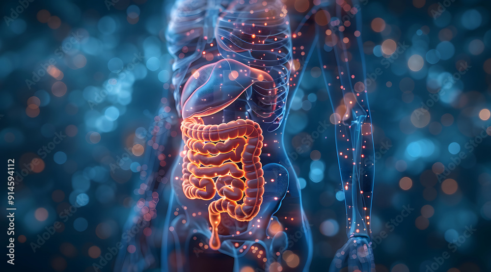 Digestive system zoom with organs anterior view design Stock ...