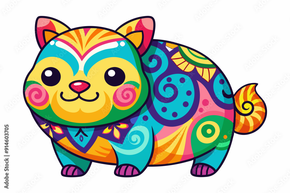 cute tattoo squishmallow animal , Clipart, bright colorful, white ...