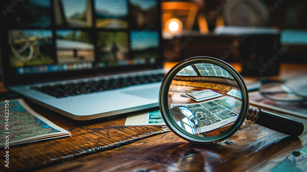 A photo of a person looking at an interactive map on their tablet with ...