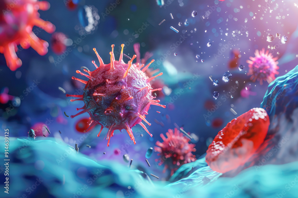 Visual representation of pathogens, including bacteria and viruses ...