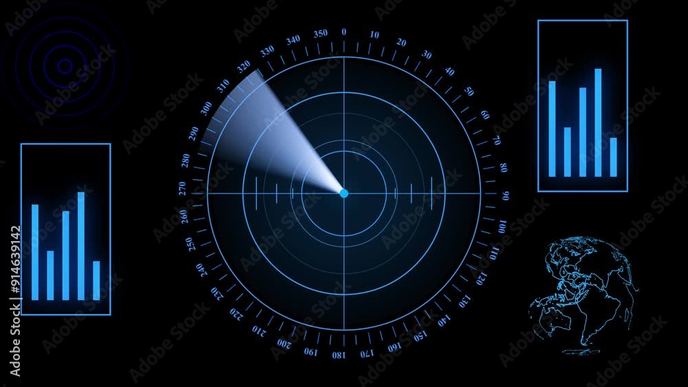 Radar screen animation, Blue color moving radar HUD Stock Video | Adobe ...