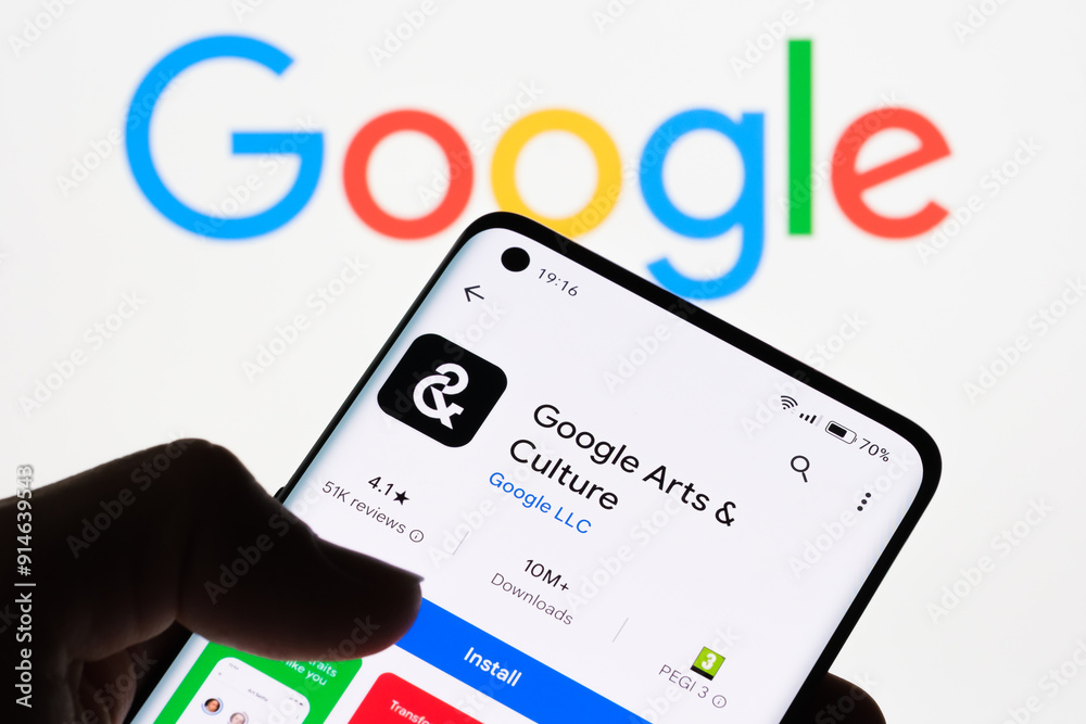 screen displaying Google Arts & Culture app with Google logo in the ...