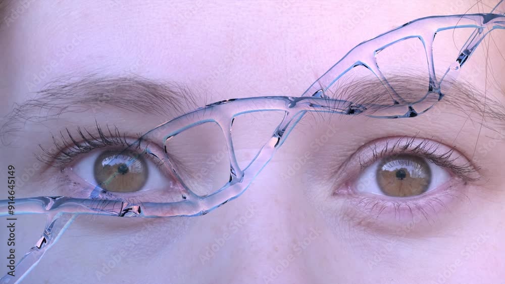 DNA spiral, helix structure rotates front person, representing human ...