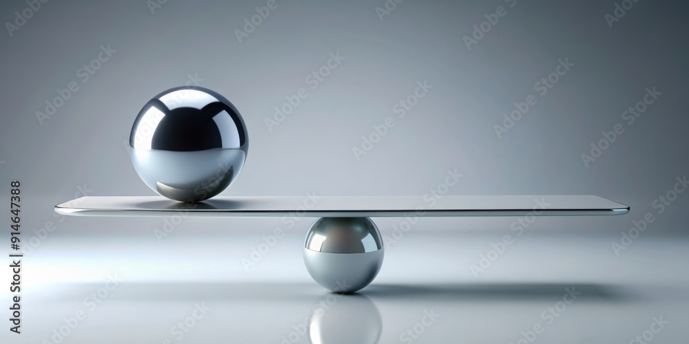 Balance concept with a sphere on a scale in a , balance, sphere, scale ...
