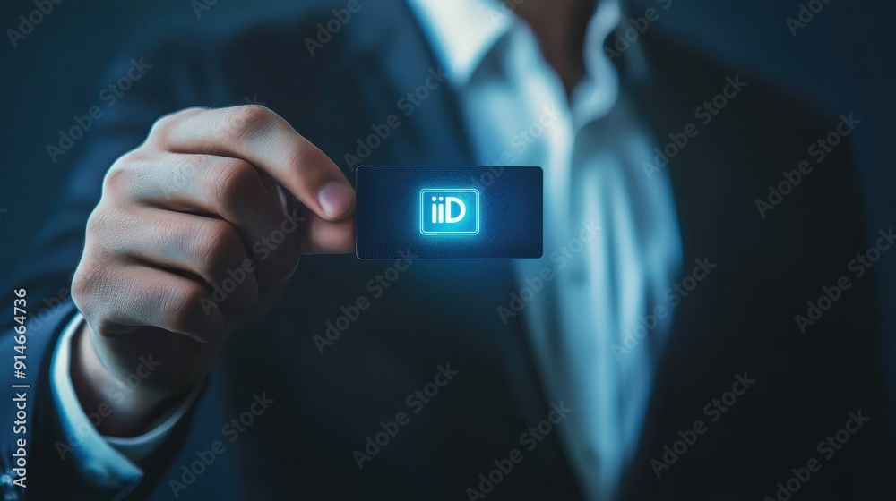 Digital identification or digital ID concept. Businessman use ...