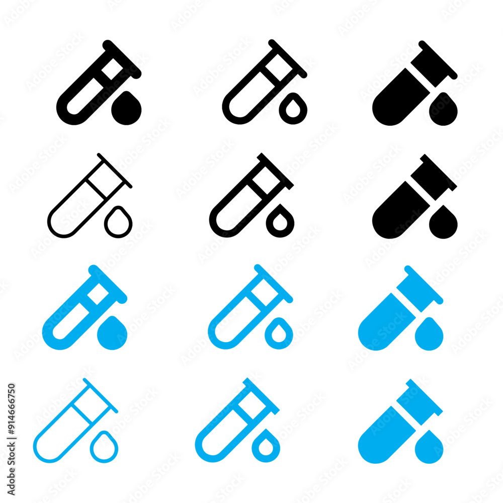Sample icon set. Medical urine test tube vector symbol. clinical fluid ...