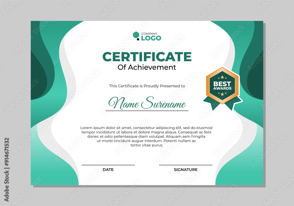 Elegant wave certificate template design Stock Vector | Adobe Stock