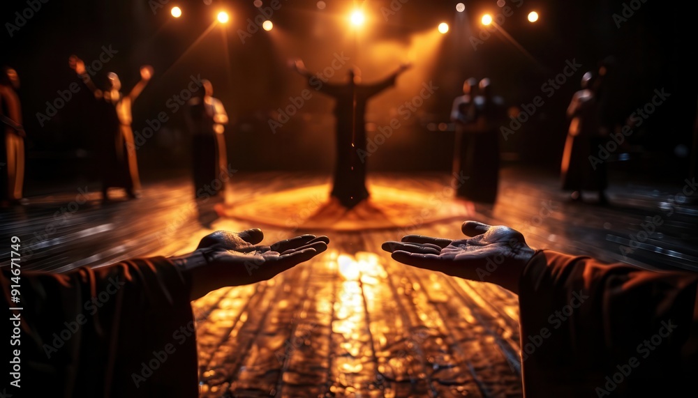 Final bow with actors acknowledging the audiences applause, capturing ...