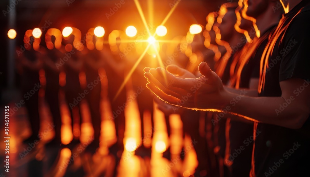 Final bow with actors acknowledging the audiences applause, capturing ...