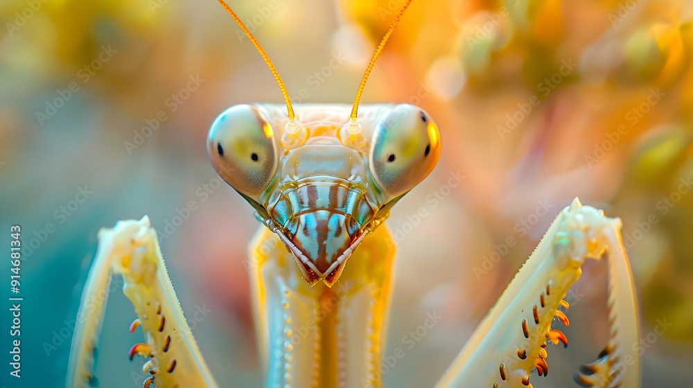 Macro Photography of a Praying Mantis with Vivid Colors Stock Photo ...