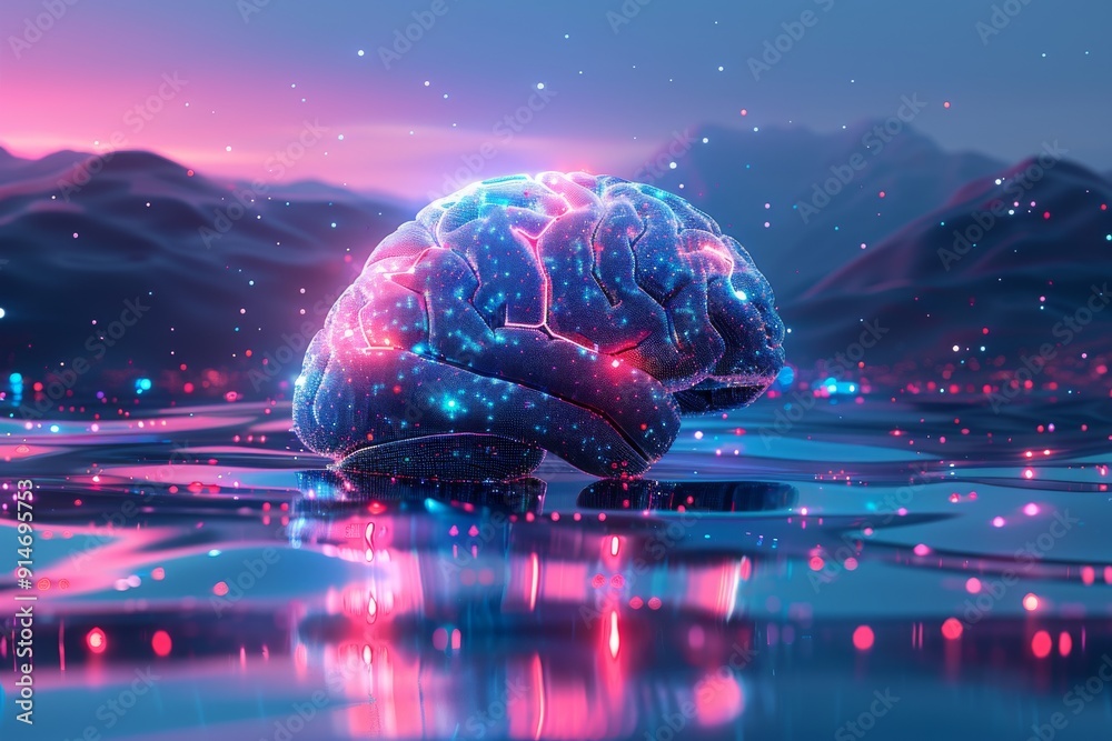 Futuristic brain in cosmic space visualizing deep space exploration within the realm of human ...