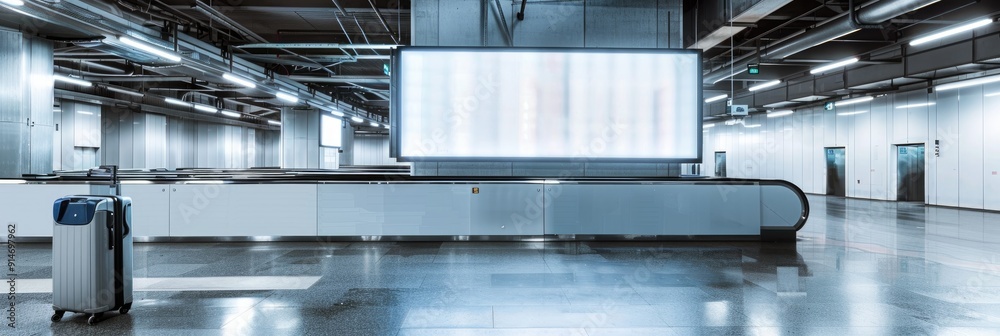 Baggage claim zone in modern airport arrival hall with luggage belt ...