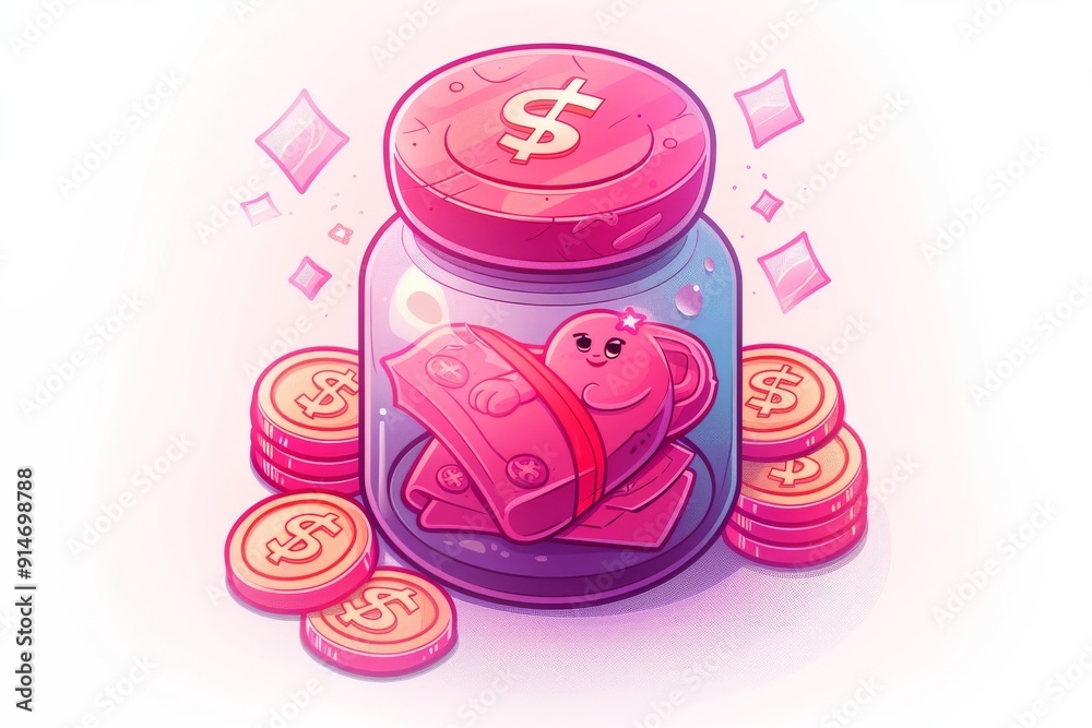 Stylized financial planning icons in a soft pink hue offering a modern ...
