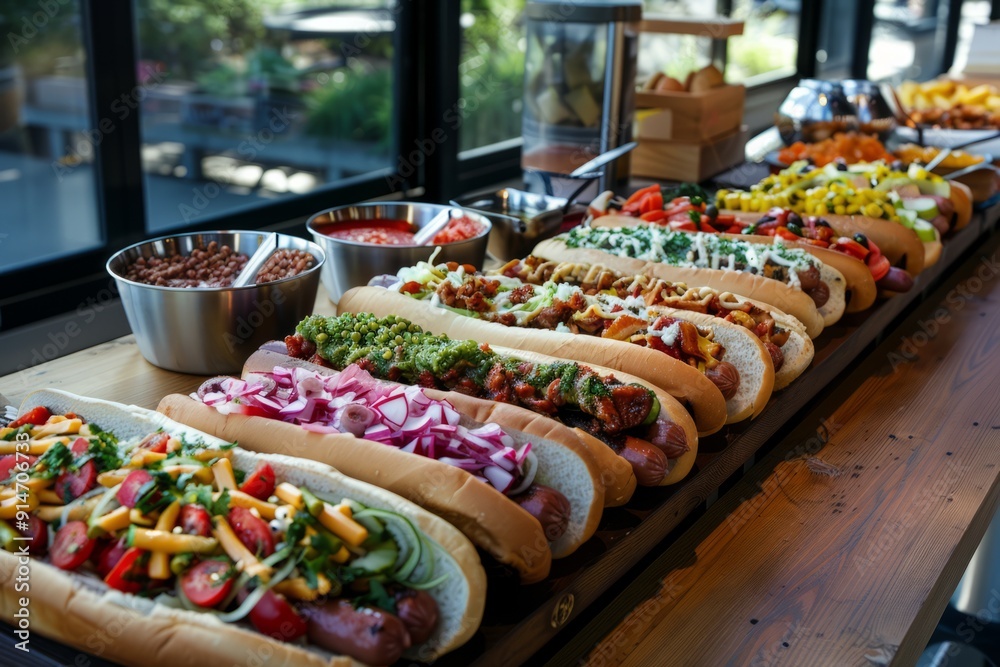 Fast Food Day.New-York hotdog.National Hotdog Day.A creative hot dog ...